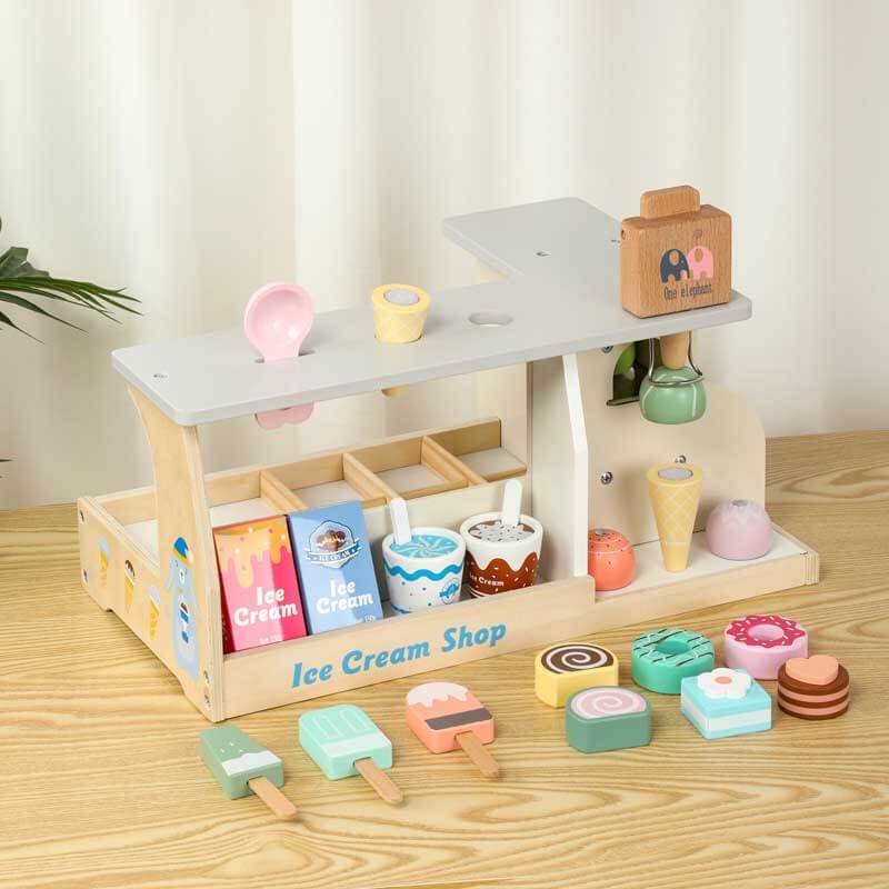 Wooden Scoop and Serve Ice Cream Counter - Play Food and Accessories ...